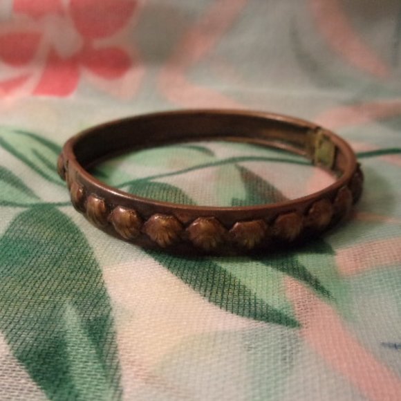 Vintage | Jewelry | Vintage Copper Clam Shell Hinged Bracelet | Poshmark